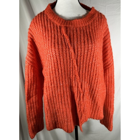 Zara | Sweaters | Zara Womens Medium Oversize Bright Orange Chunky Knit ...